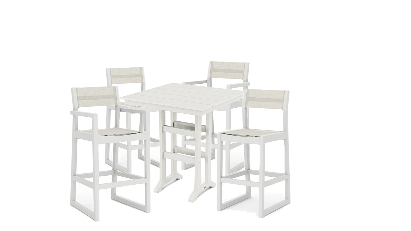 POLYWOOD EDGE Vintage Sling 5-Piece Trestle Bar Conversation Group ...